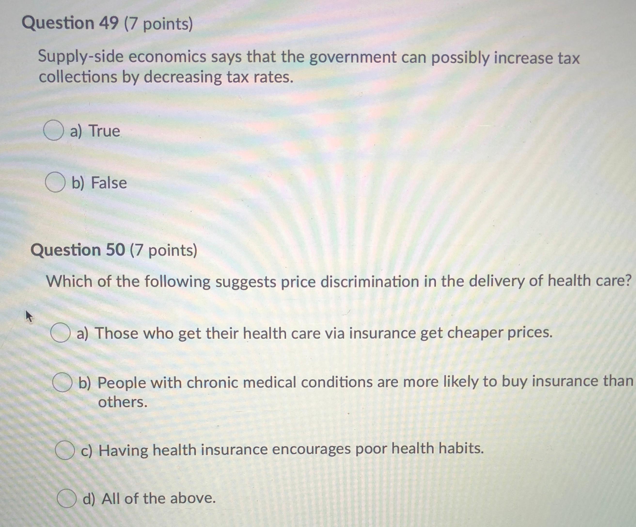 Solved Question 49 (7 points) Supply-side economics says | Chegg.com