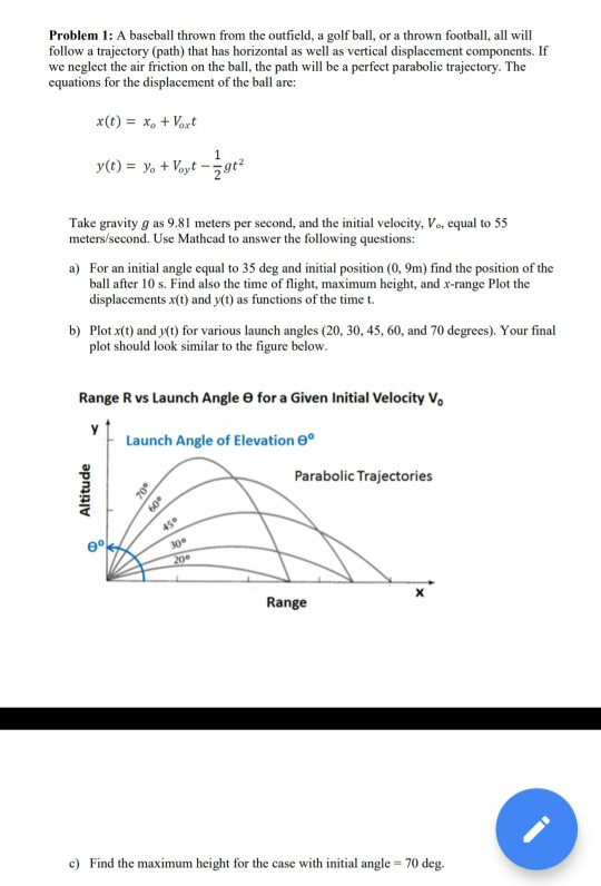 Solved Problem 1: A baseball thrown from the outfield, a | Chegg.com