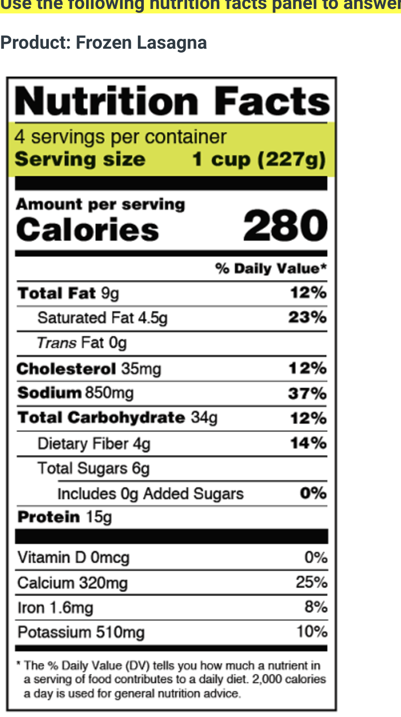 Solved How many calories (kcal) ﻿are coming from | Chegg.com