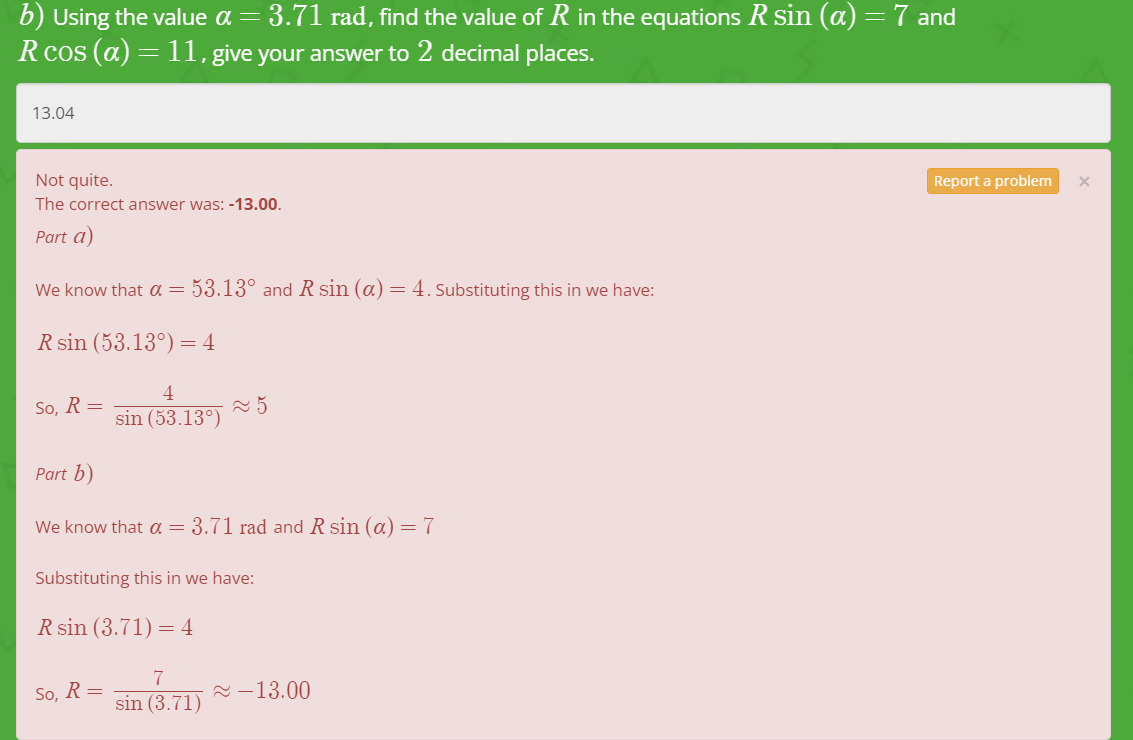 Solved Why does the formula R=root (a)^2+(b)^2 ﻿give me the | Chegg.com