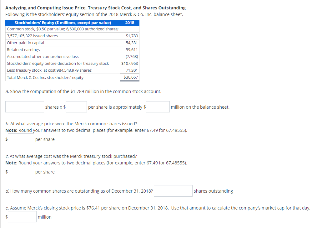 Solved Analyzing and Computing Issue Price, Treasury Stock | Chegg.com