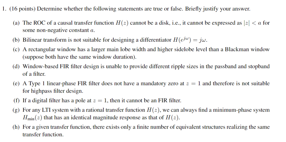 Solved (16 points) Determine whether the following | Chegg.com