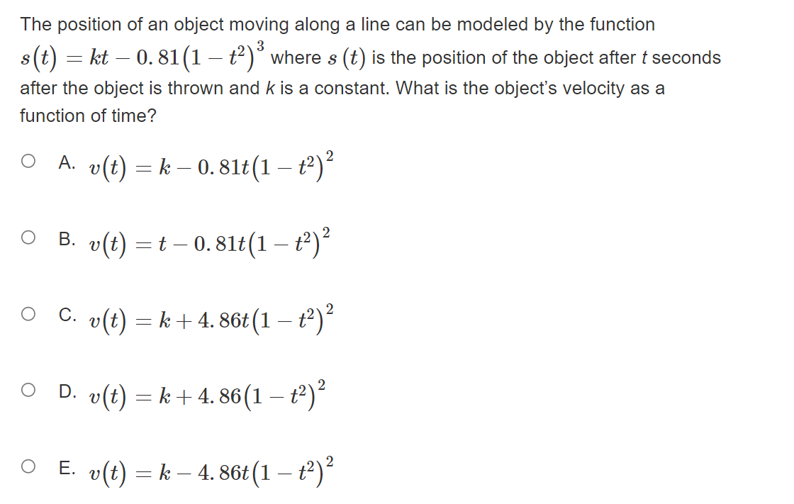 Solved The position of an object moving along a line can be | Chegg.com