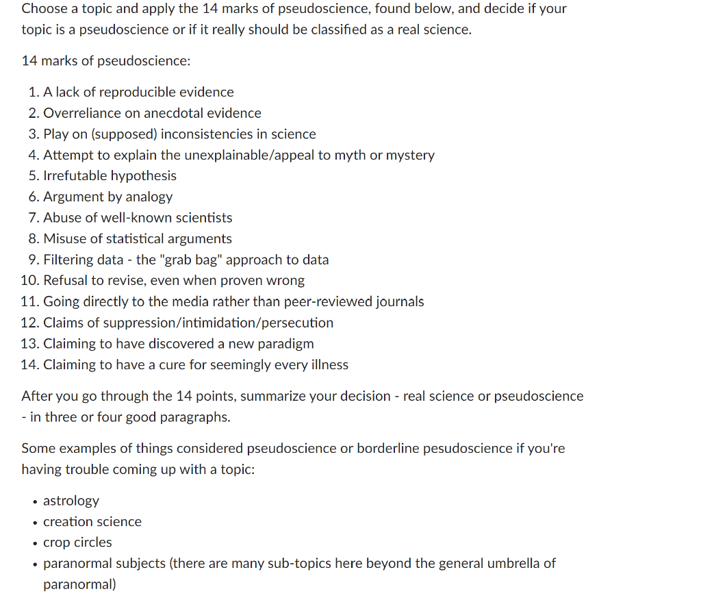 Choose a topic and apply the 14 marks of | Chegg.com