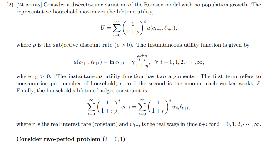Solved (2) [24 ﻿points] ﻿Consider a discrete-time variation | Chegg.com
