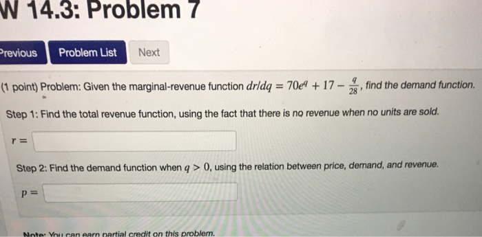 Solved W 14.3: Problem 7 revious Problem List Next (1 point) | Chegg.com