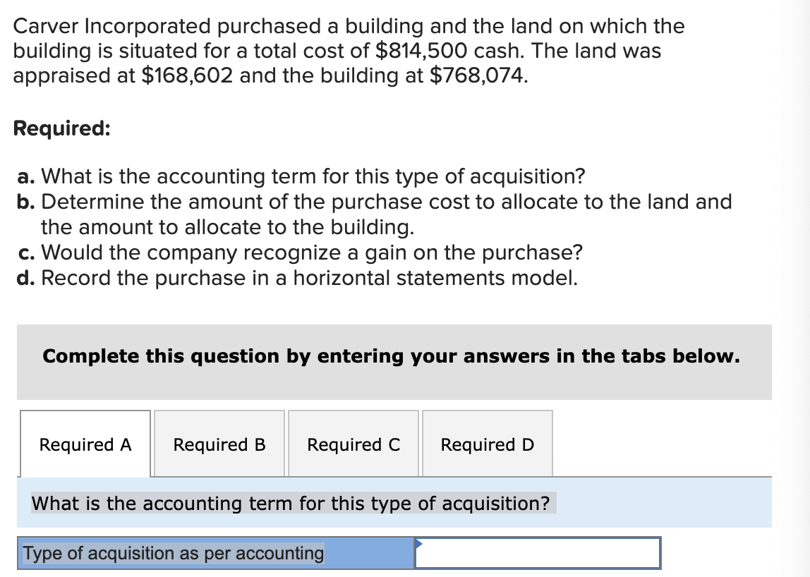 Solved Carver Incorporated purchased a building and the land | Chegg.com