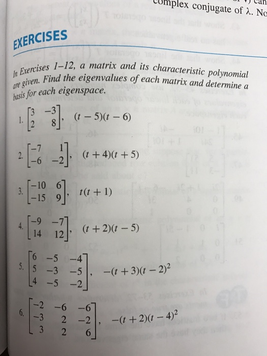 Solved In Exercises 1-12, a matrix and its characteristic | Chegg.com