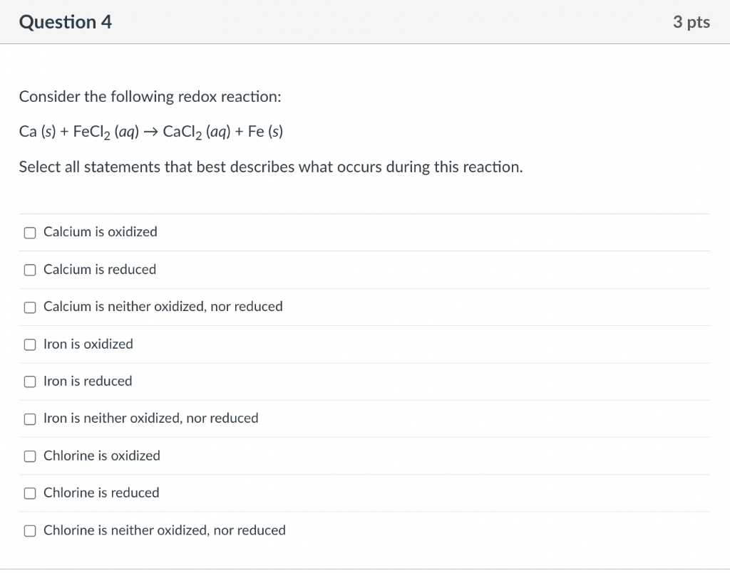 Solved Consider the following redox reaction: | Chegg.com