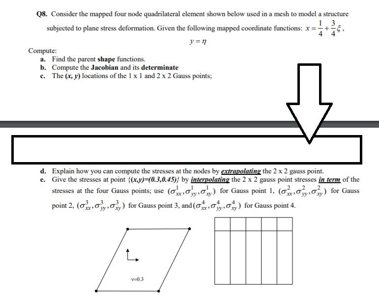 Solved 4 Q8. Consider the mapped four node quadrilateral | Chegg.com