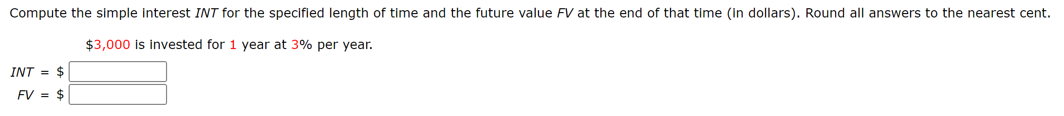 Solved Compute the simple interest INT for the specified | Chegg.com