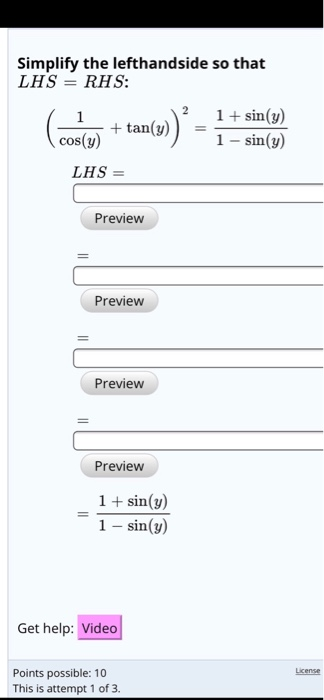 Solved Simplify the lefthandside so that LHS- RHS: (c, + | Chegg.com