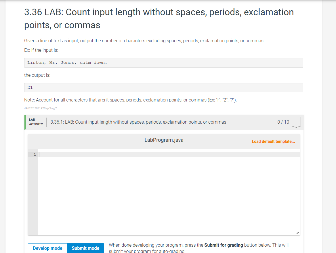 Solved 3.36 LAB: Count input length without spaces, periods, | Chegg.com