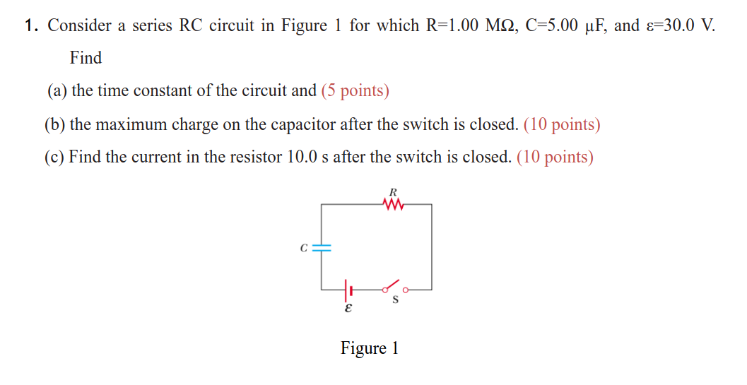[Solved]: Consider a series RC circuit in Figure 1 for which