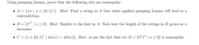 Solved Using pumping lemma, prove that the following sets | Chegg.com