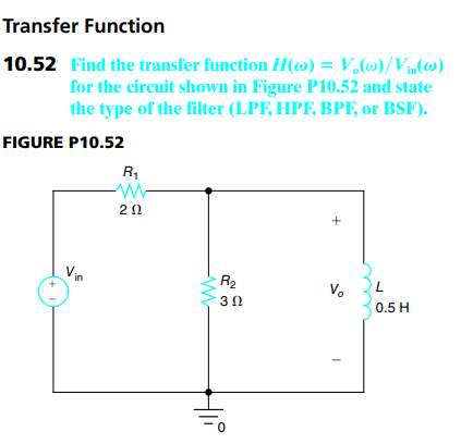 Solved Transfer Function 10.52 Find the transfer function | Chegg.com