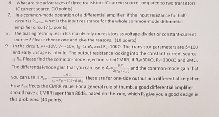 Solved 6. What are the advantages of three transistors IC | Chegg.com