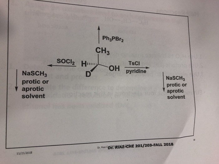 Solved Ph3PBr2 CH TsCI он pyridine NaSCH3 protic or aprotic | Chegg.com
