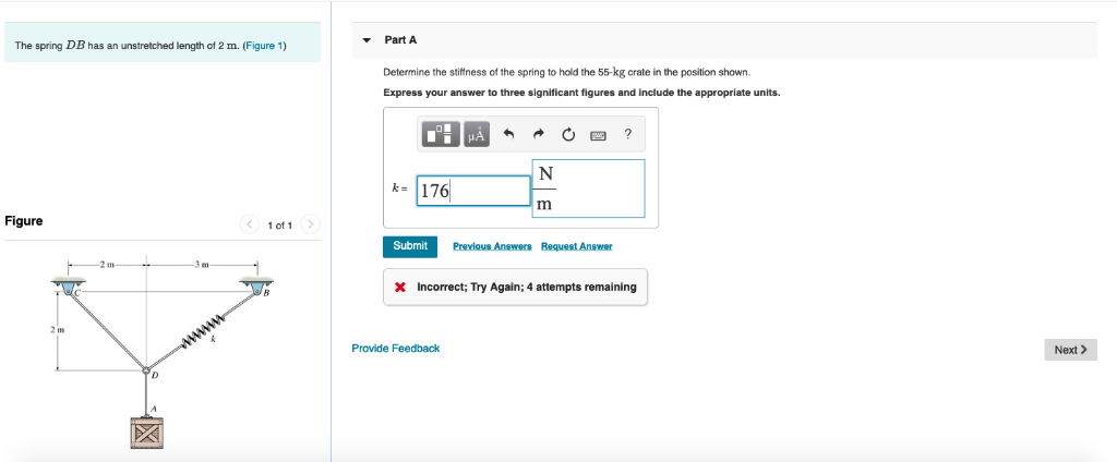 Solved Part A The spring DB has an unstretched length of 2 | Chegg.com