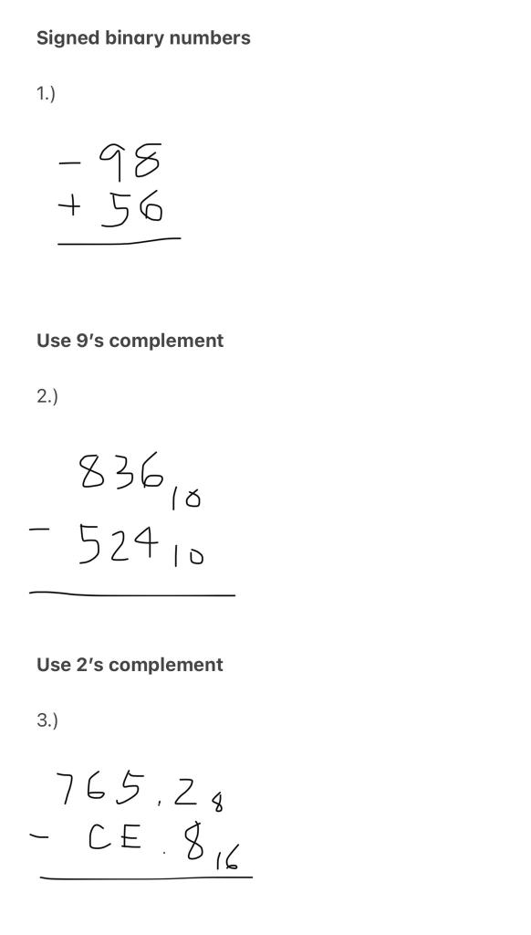Solved Signed Binary Numbers 1 −9856 Use 9s Complement 