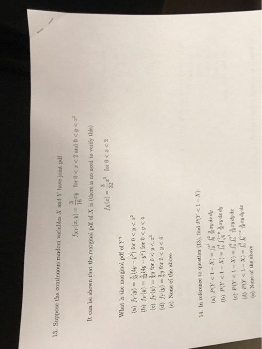 Solved Suppose the continuous random variables X and Y have | Chegg.com