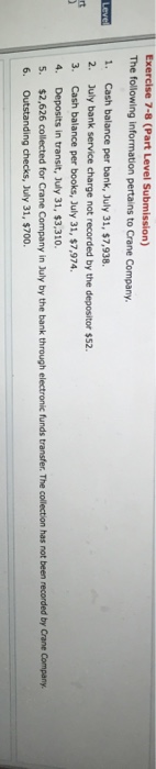 Solved Exercise 7-8 (Part Level Submission) The following | Chegg.com