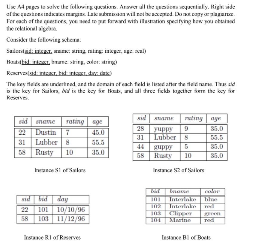 Solved Use A4 pages to solve the following questions. Answer | Chegg.com