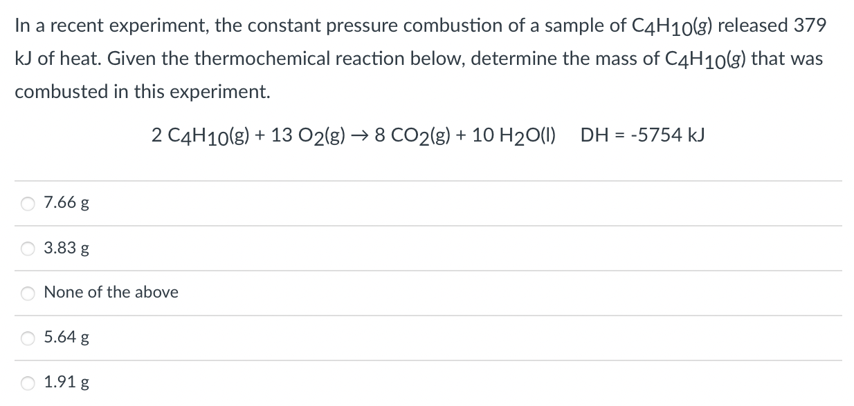 Solved In a recent experiment, the constant pressure | Chegg.com