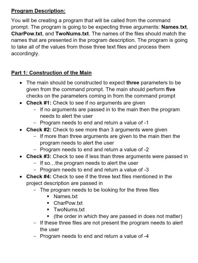 Solved Program Description: You will be creating a program | Chegg.com