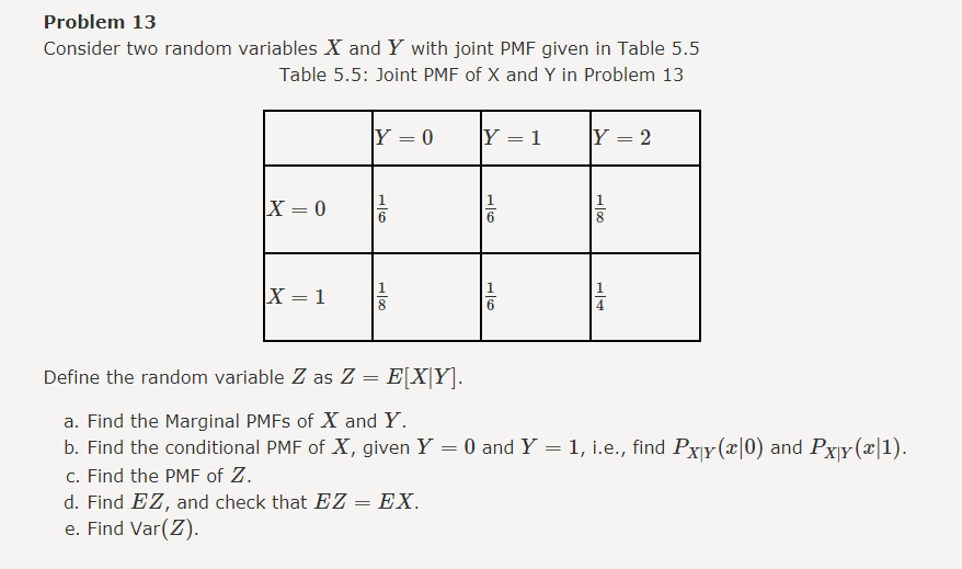 Solved Problem 13 Consider Two Random Variables X And Y With 