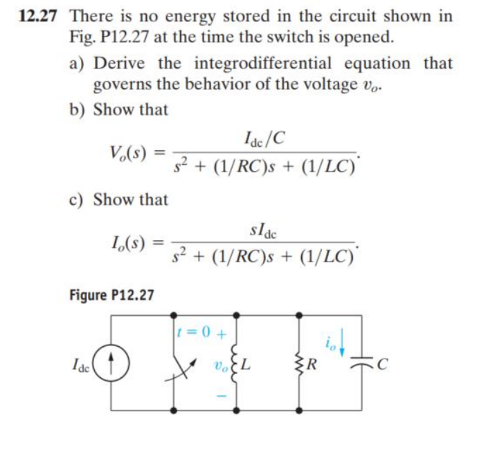 Solved 12.27 ﻿There is no ﻿energy stored in ﻿the circuit | Chegg.com