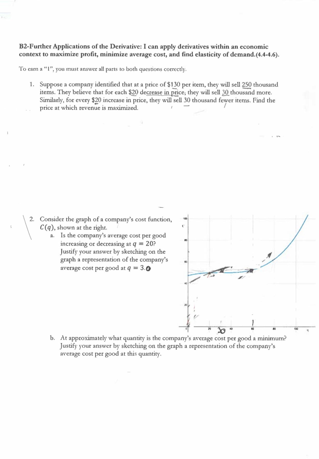 Solved B2-Further Applications of the Derivative: I can | Chegg.com