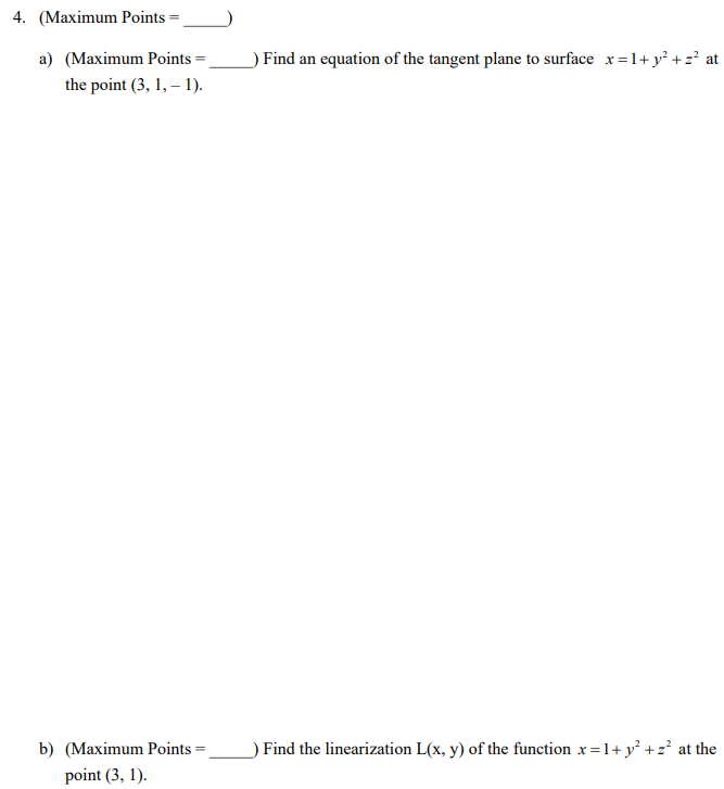 (Maximum Points = a) ( Maximum Points = ) Find an | Chegg.com