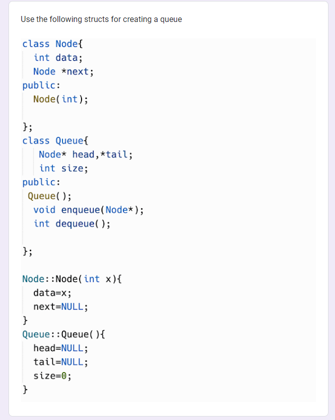 Solved Write a complete enqueue function, using the given | Chegg.com