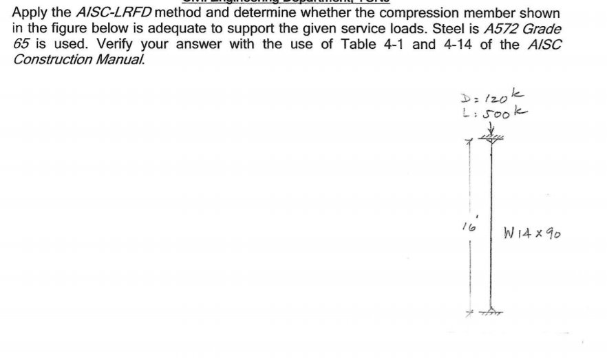 Solved Apply the AISC-LRFD method and determine whether the | Chegg.com
