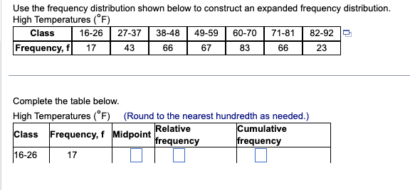 Solved Use the frequency distribution shown below to | Chegg.com