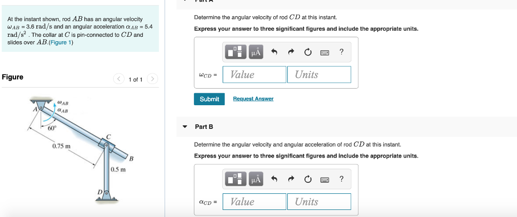 Solved Determine the angular velocity of rod CD at this | Chegg.com