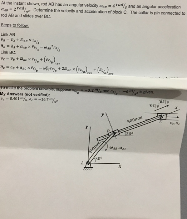 Solved At the instant shown, rod AB has an angular velocity | Chegg.com