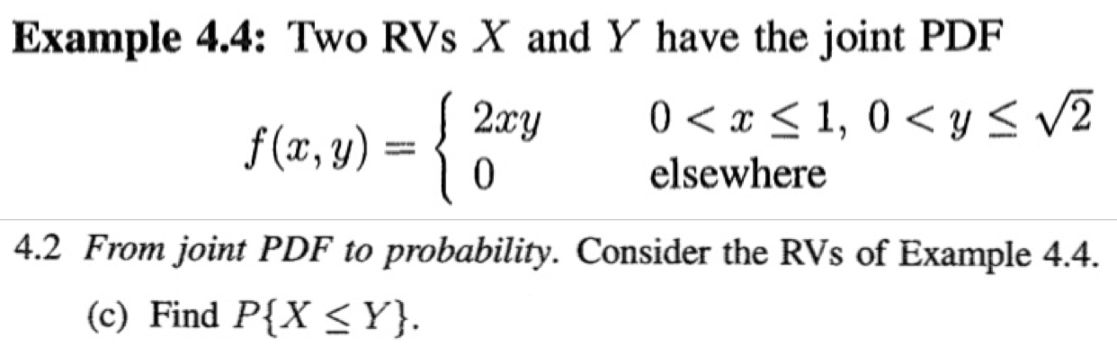 Solved Example 4.4: Two RVs X and Y have the joint PDF | 2xy | Chegg.com