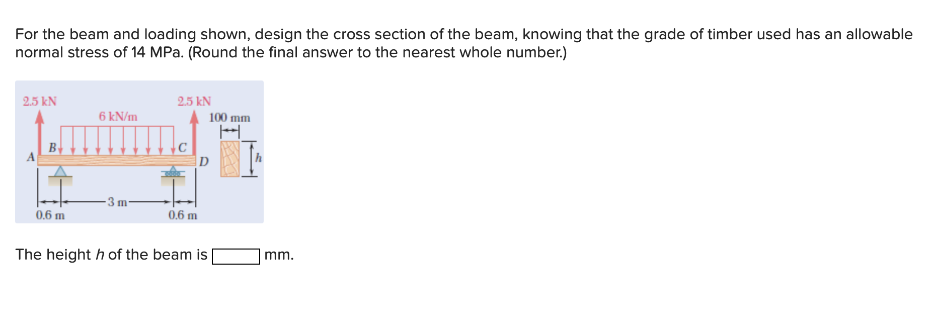 Solved For the beam and loading shown, design the cross | Chegg.com