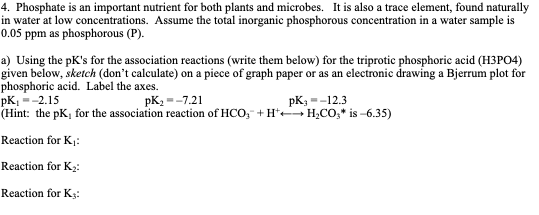 Solved 4. Phosphate is an important nutrient for both plants | Chegg.com