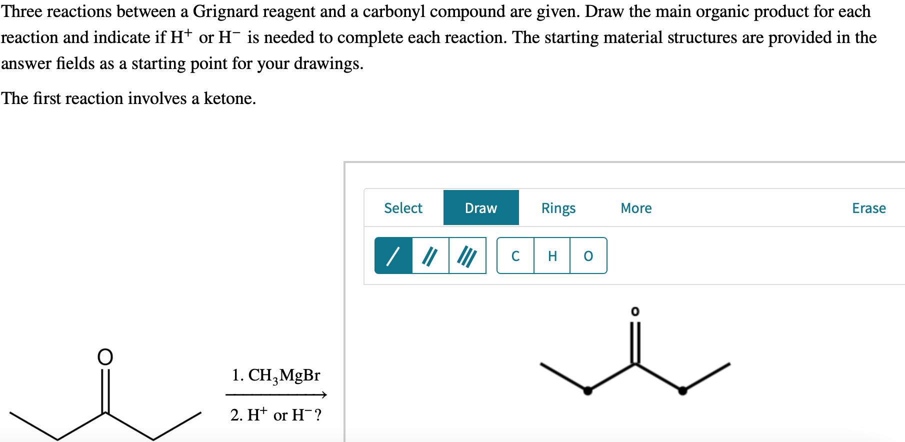 Solved Three reactions between a Grignard reagent and a | Chegg.com