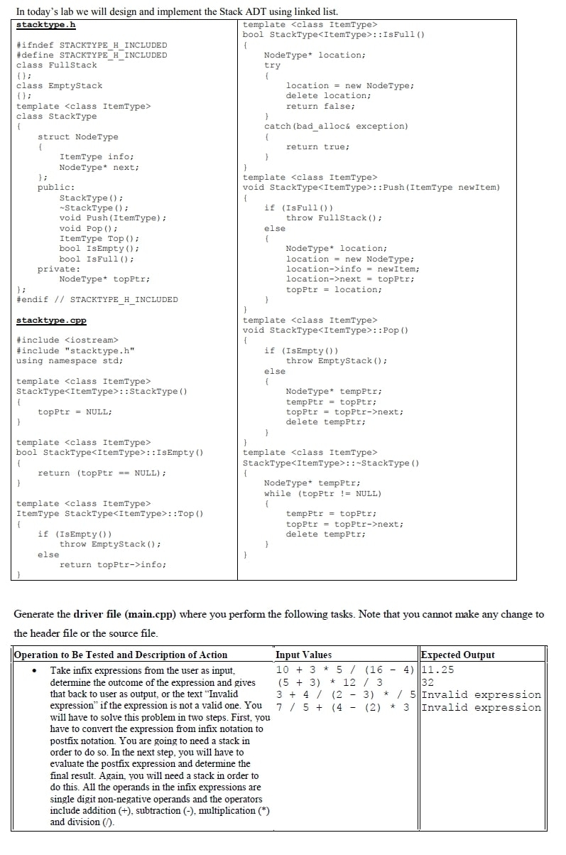 Solved Please generate the main file in C++ and provide line | Chegg.com