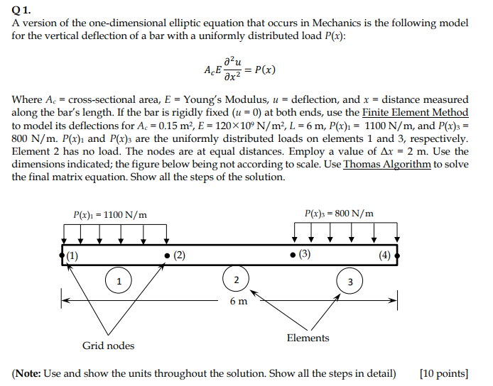 Solved use finite element method use thomas algorithms | Chegg.com