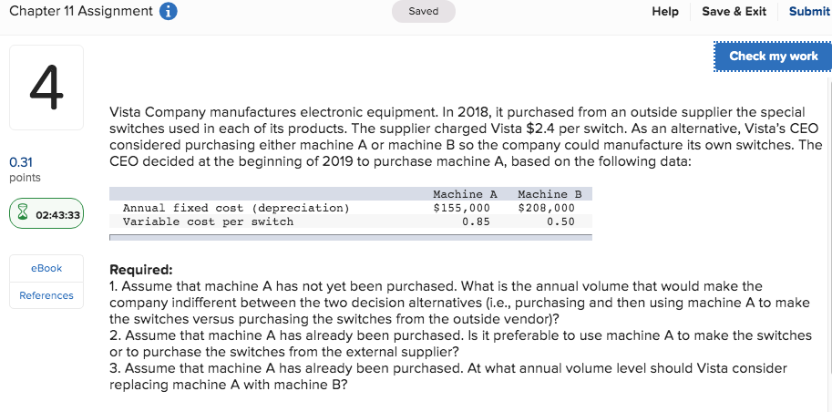 Solved Chapter 11 Assignment i Saved Help Save & Exit Submit | Chegg.com