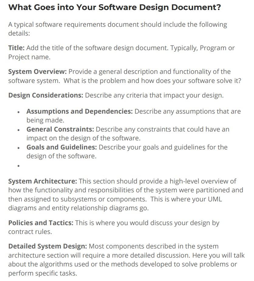 Solved Design documents required: 1. Functional design - | Chegg.com
