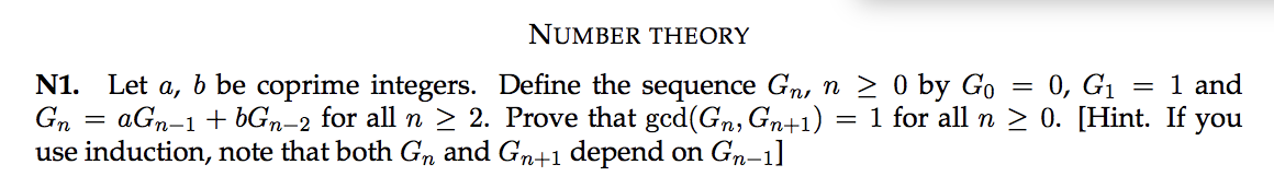 Solved NUMBER THEORY N1. Let a, b be coprime integers. | Chegg.com