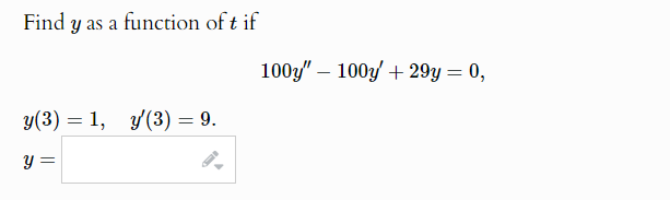 Solved Find y ﻿as a function of t | Chegg.com