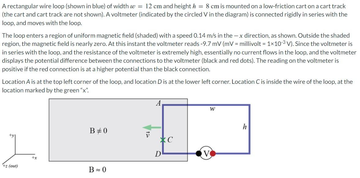 Solved A Rectangular Wire Loop Shown In Blue Of Width W 12