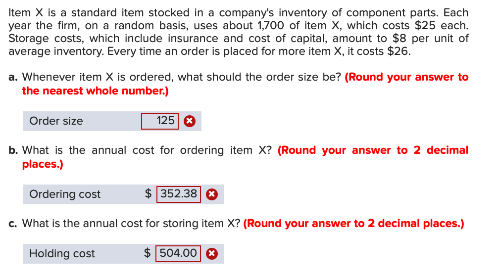 Solved Item X is a standard item stocked in a company's | Chegg.com